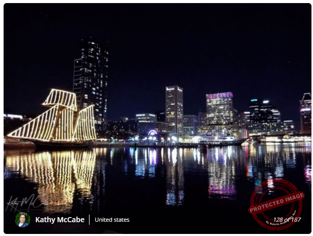 Baltimore Inner Harbor at Night Featured in Magazine Collection ...